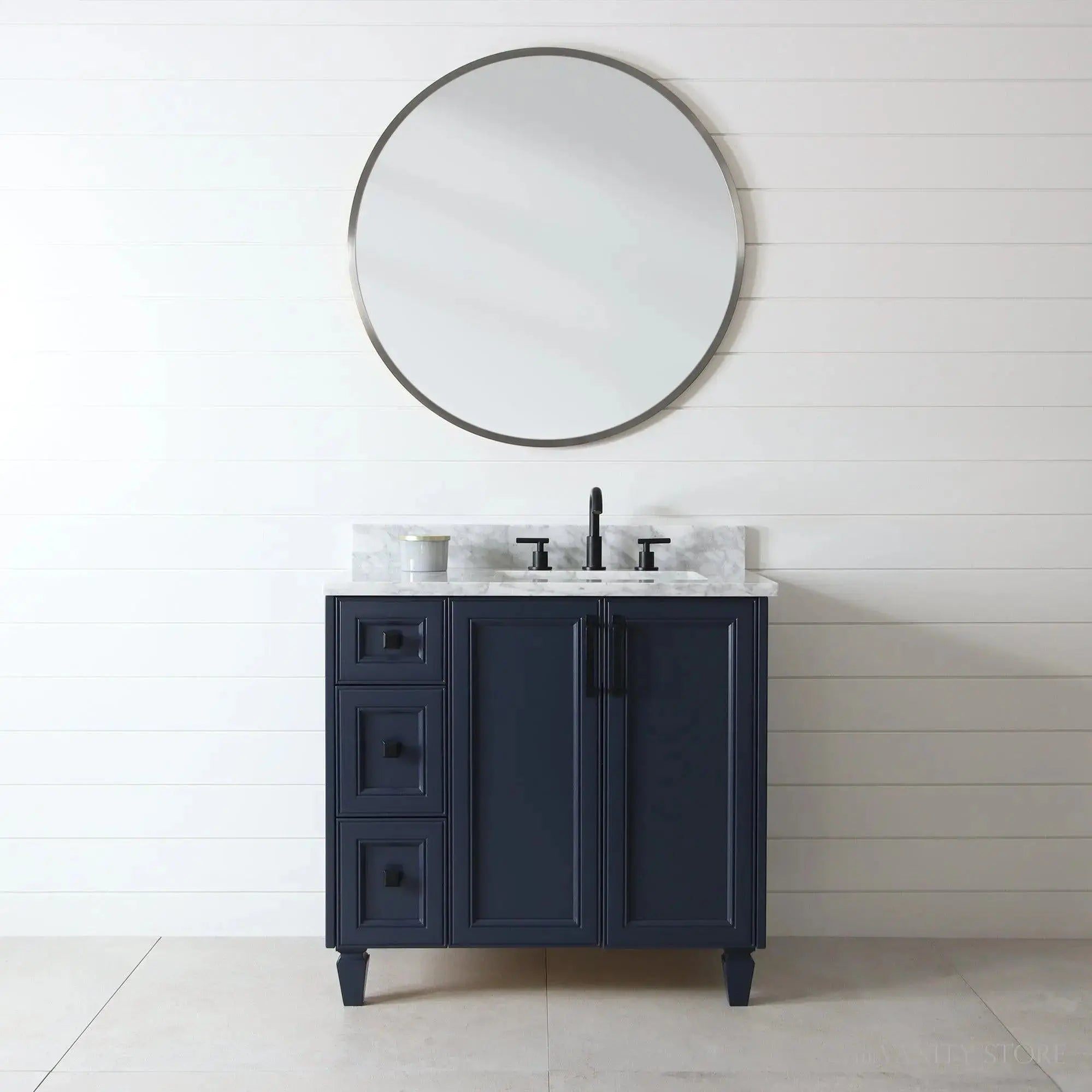Davenport 36" Pacific Blue Bathroom Vanity, Right Sink - Teodor – Teodor Vanities