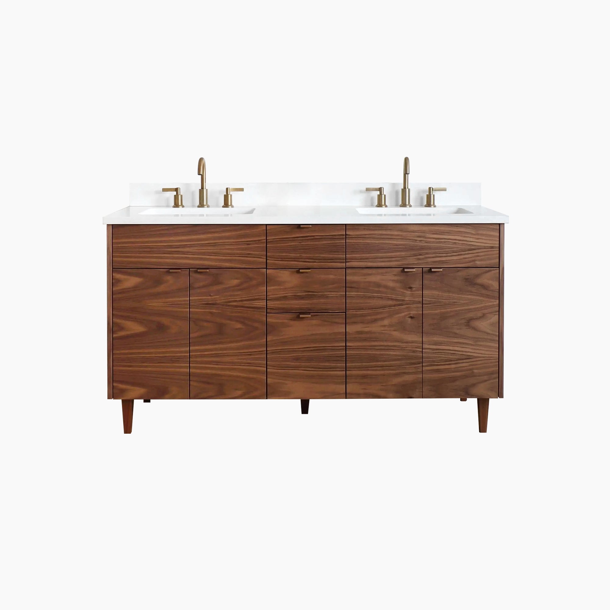 Austin 60" American Black Walnut Bathroom Vanity, Double Sink - Teodor ...