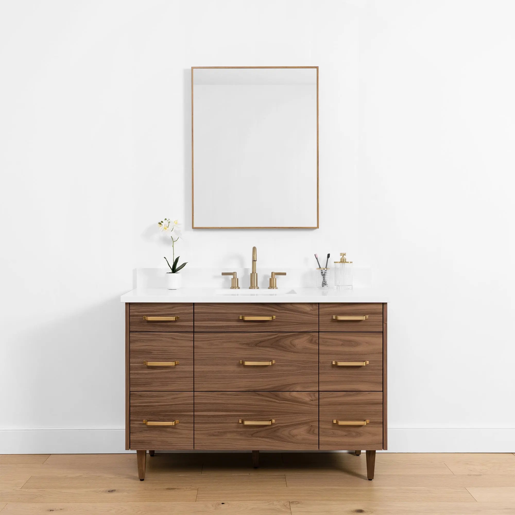 Asher SLIM 48" American Black Walnut Bathroom Vanity - Teodor Vanities