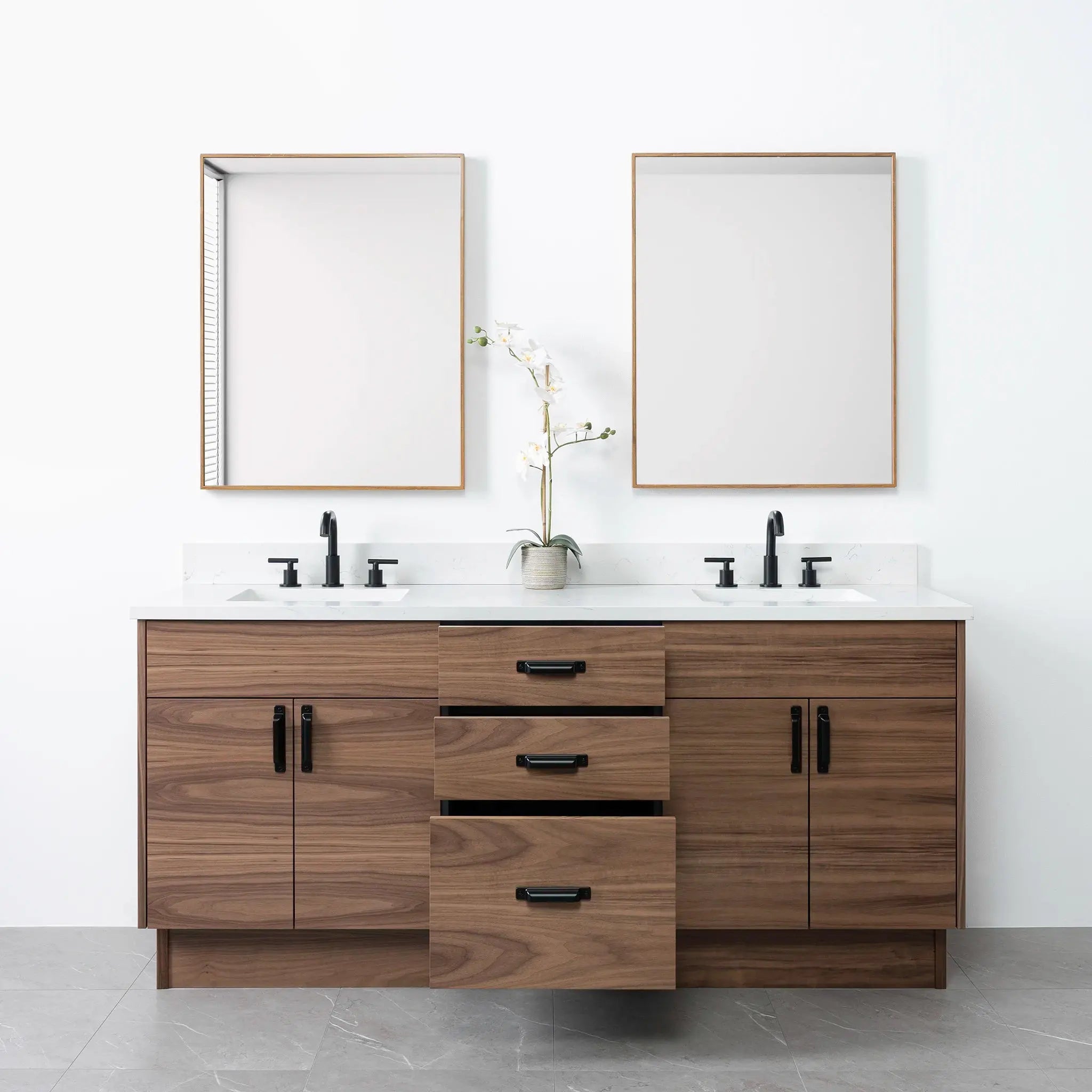 Austin 72" American Black Walnut Bathroom Vanity, Double Sink - Teodor ...