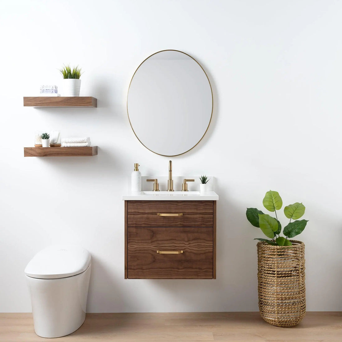 Austin SLIM 24" Wall Mount American Black Walnut Bathroom Vanity ...