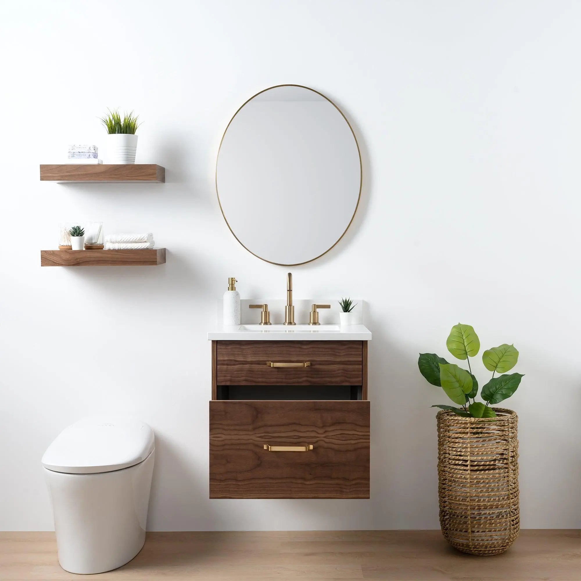 Austin SLIM 24" Wall Mount American Black Walnut Bathroom Vanity ...