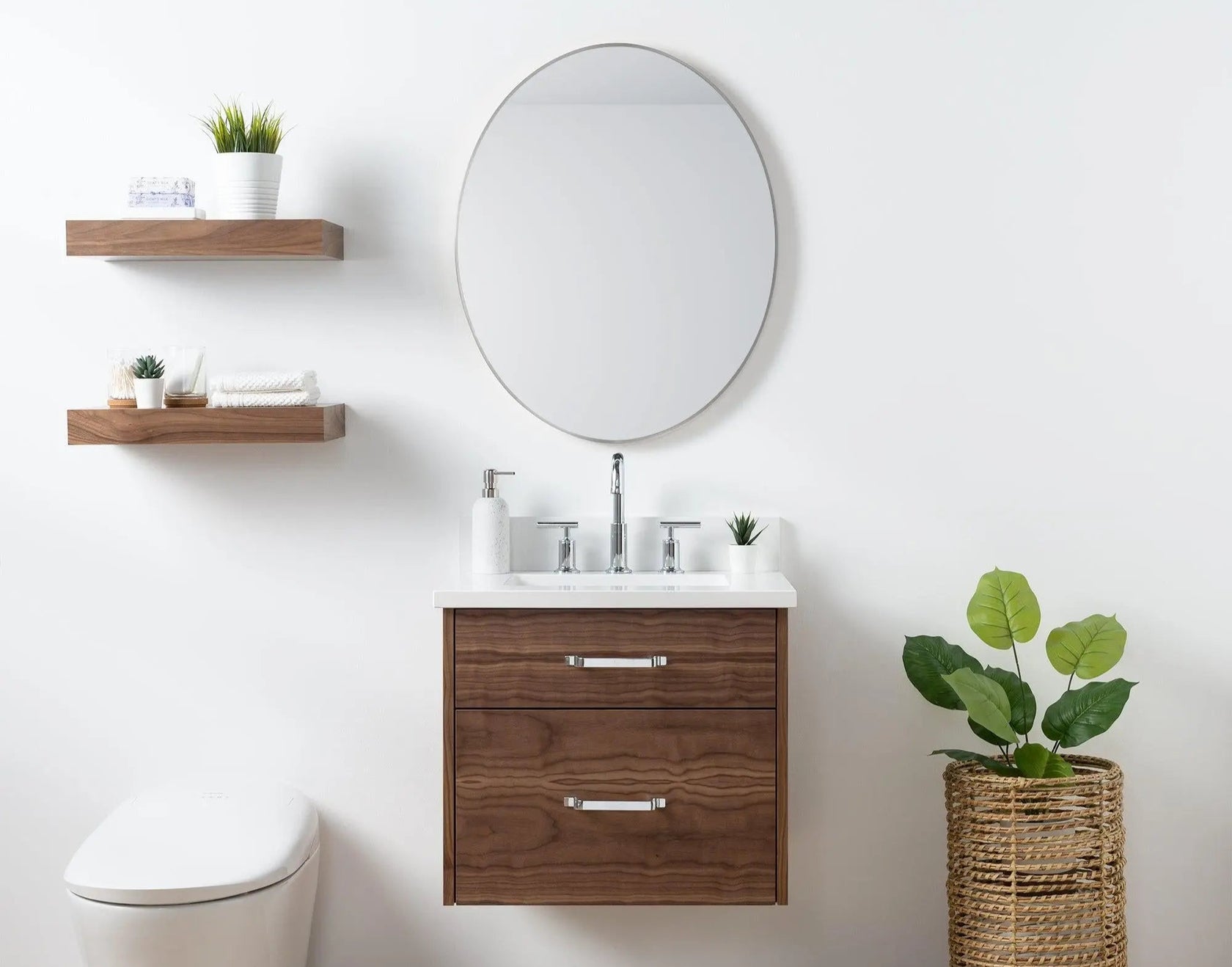 Austin SLIM 24" Wall Mount American Black Walnut Bathroom Vanity ...