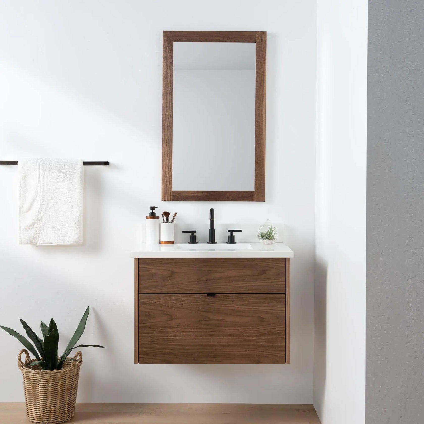 Austin SLIM 30" Wall Mount American Black Walnut Bathroom Vanity ...