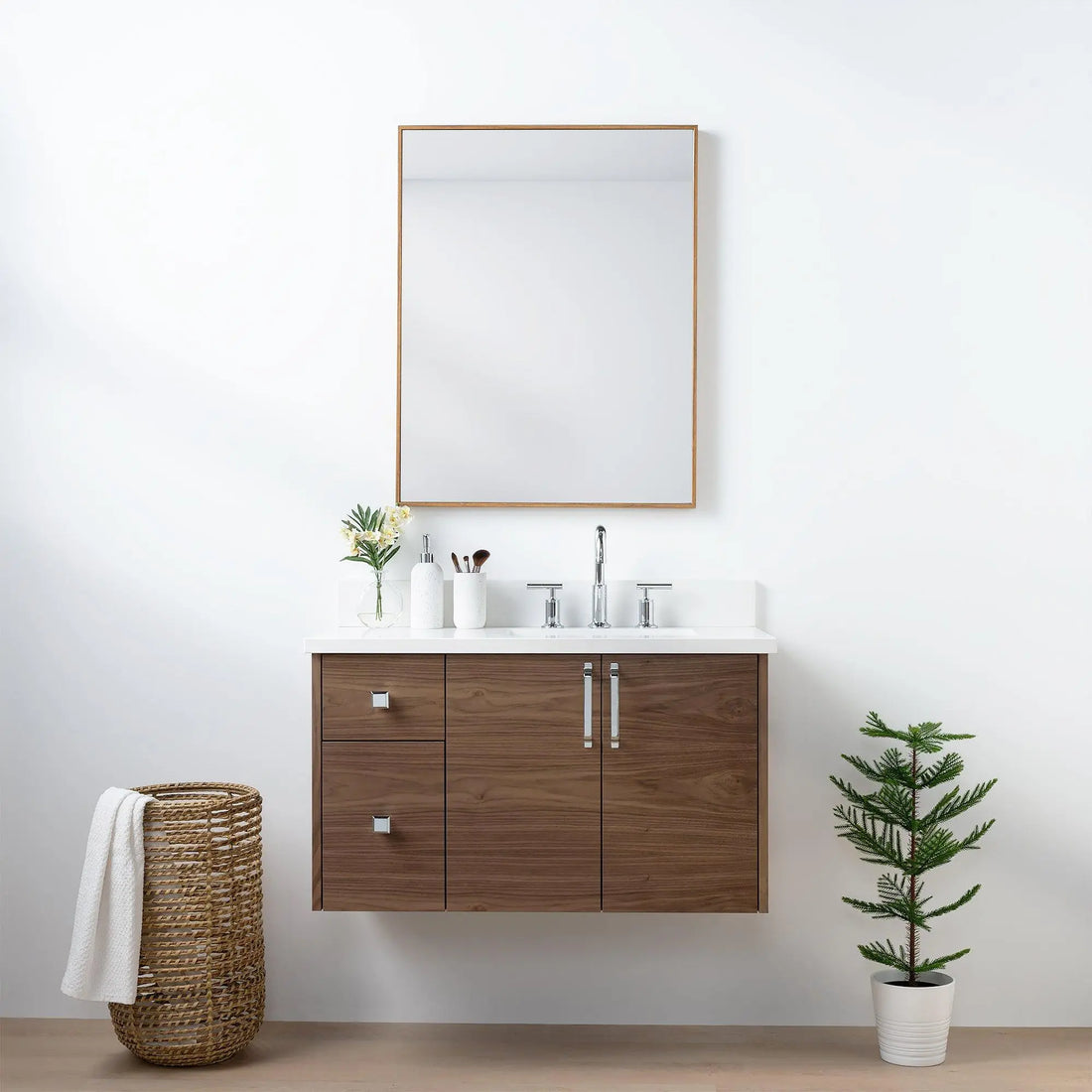 Austin SLIM 36" Wall Mount American Black Walnut Bathroom Vanity ...