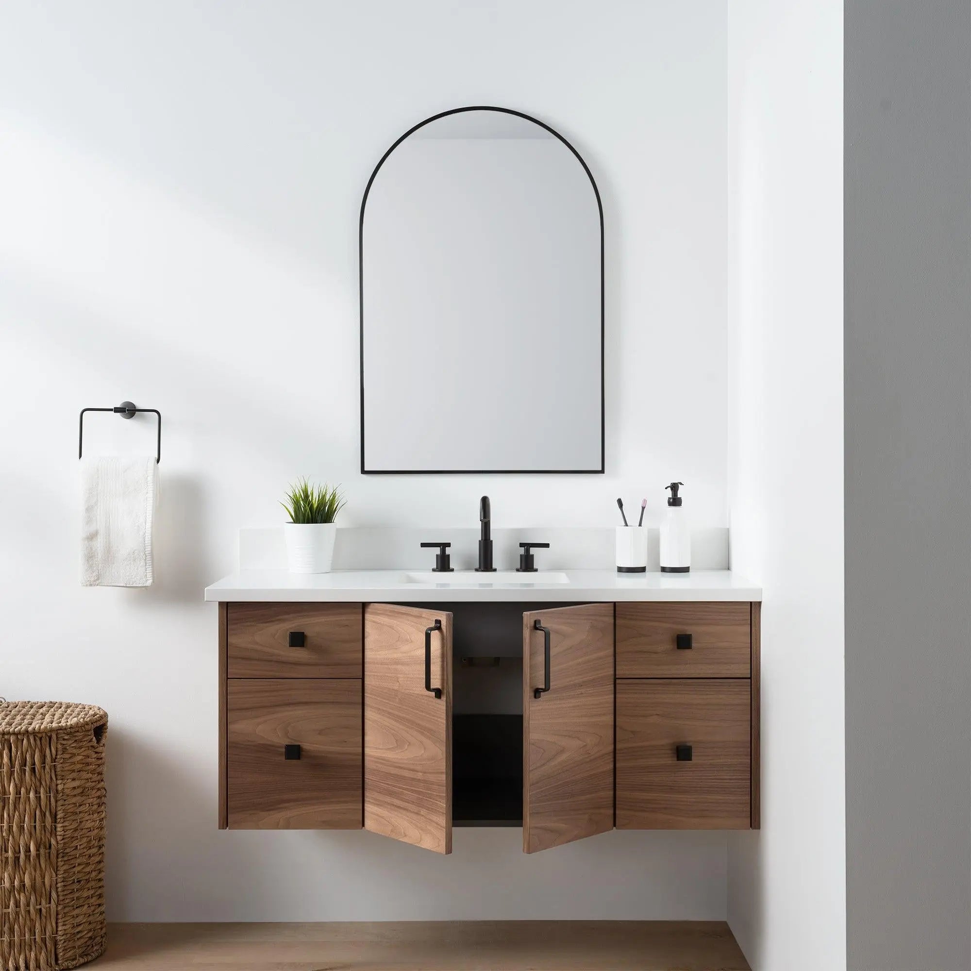Austin SLIM 48" Wall Mount American Black Walnut Bathroom Vanity ...