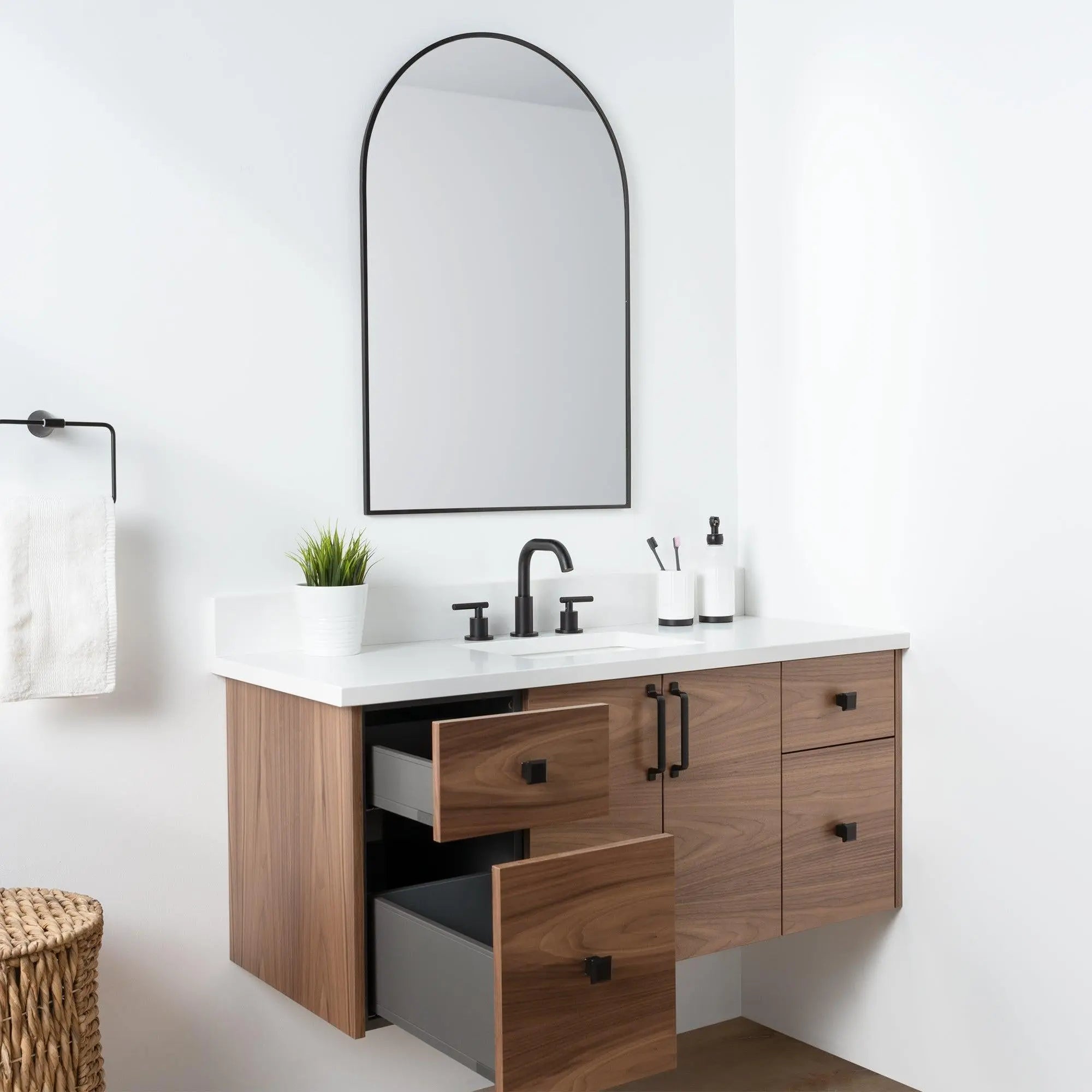 Austin SLIM 48" Wall Mount American Black Walnut Bathroom Vanity ...