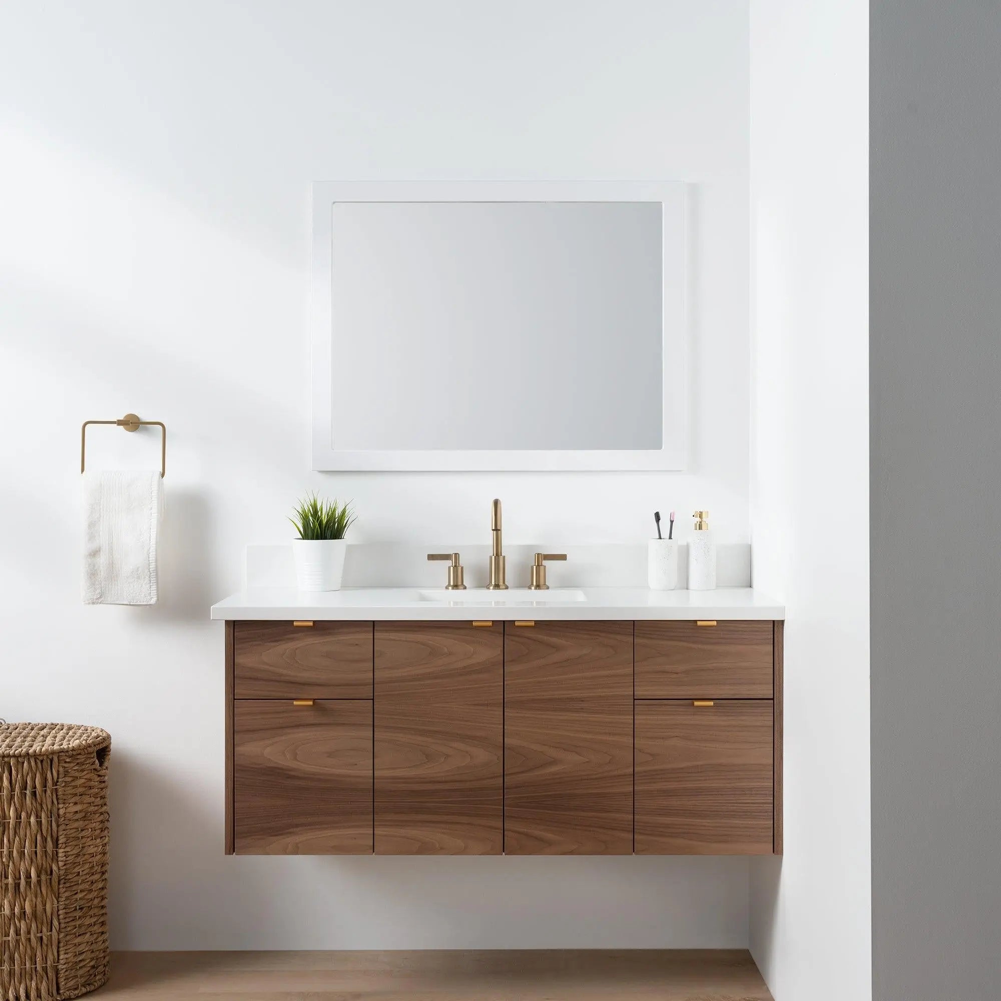 Austin SLIM 48" Wall Mount American Black Walnut Bathroom Vanity ...