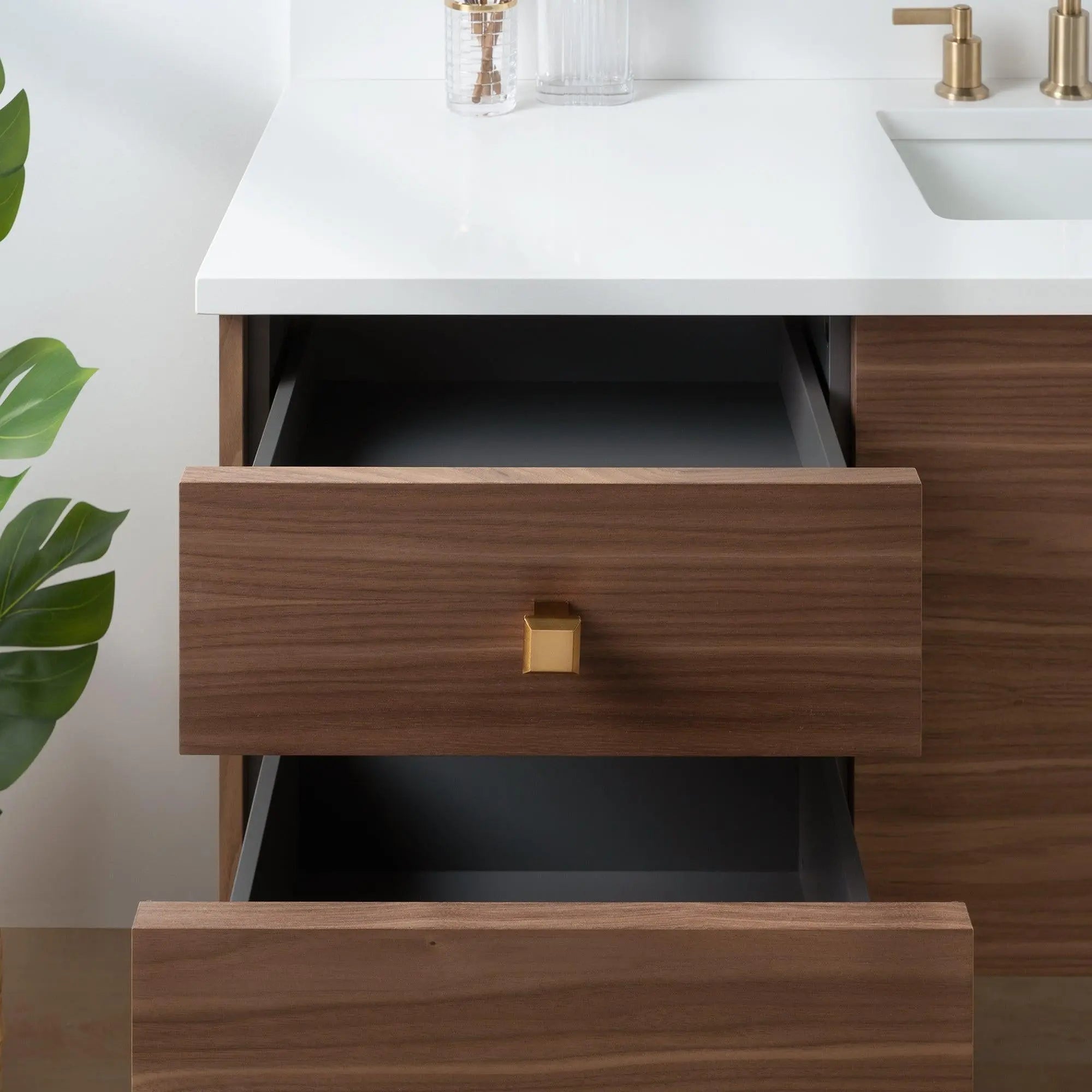 Austin SLIM 60" Wall Mount American Black Walnut Bathroom Vanity ...