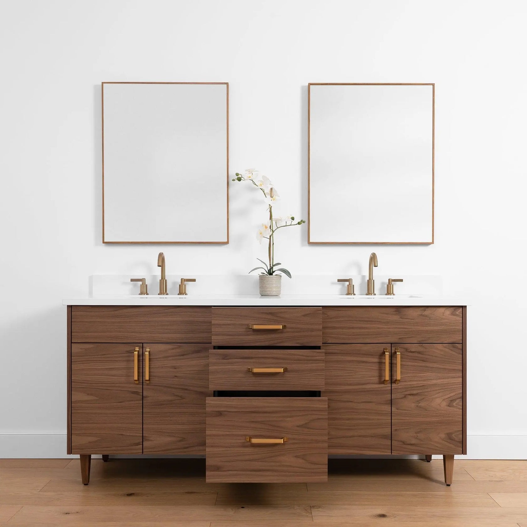 Austin SLIM 72" American Black Walnut Bathroom Vanity, Double Sink ...