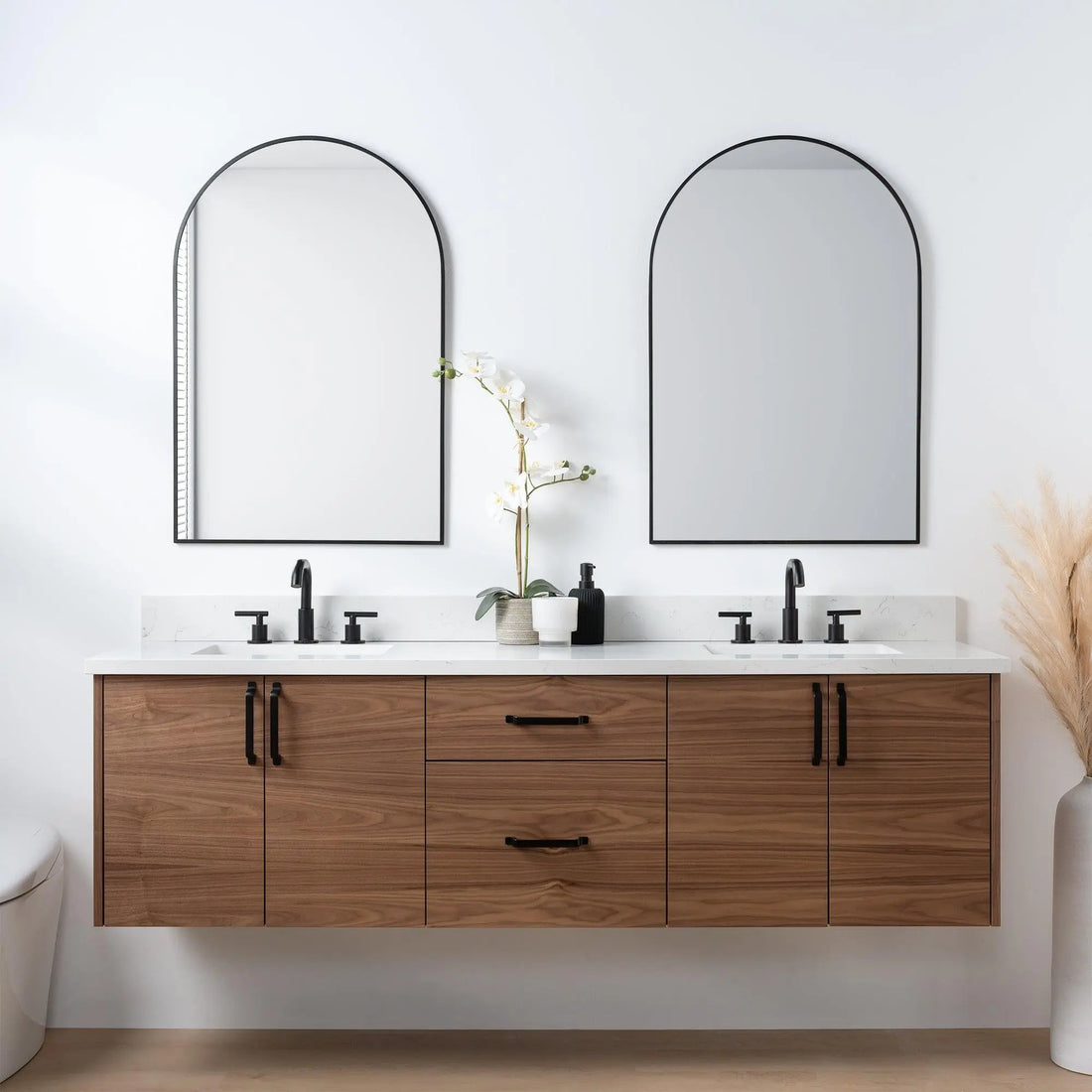 Austin SLIM 72" Wall Mount American Black Walnut Bathroom Vanity ...