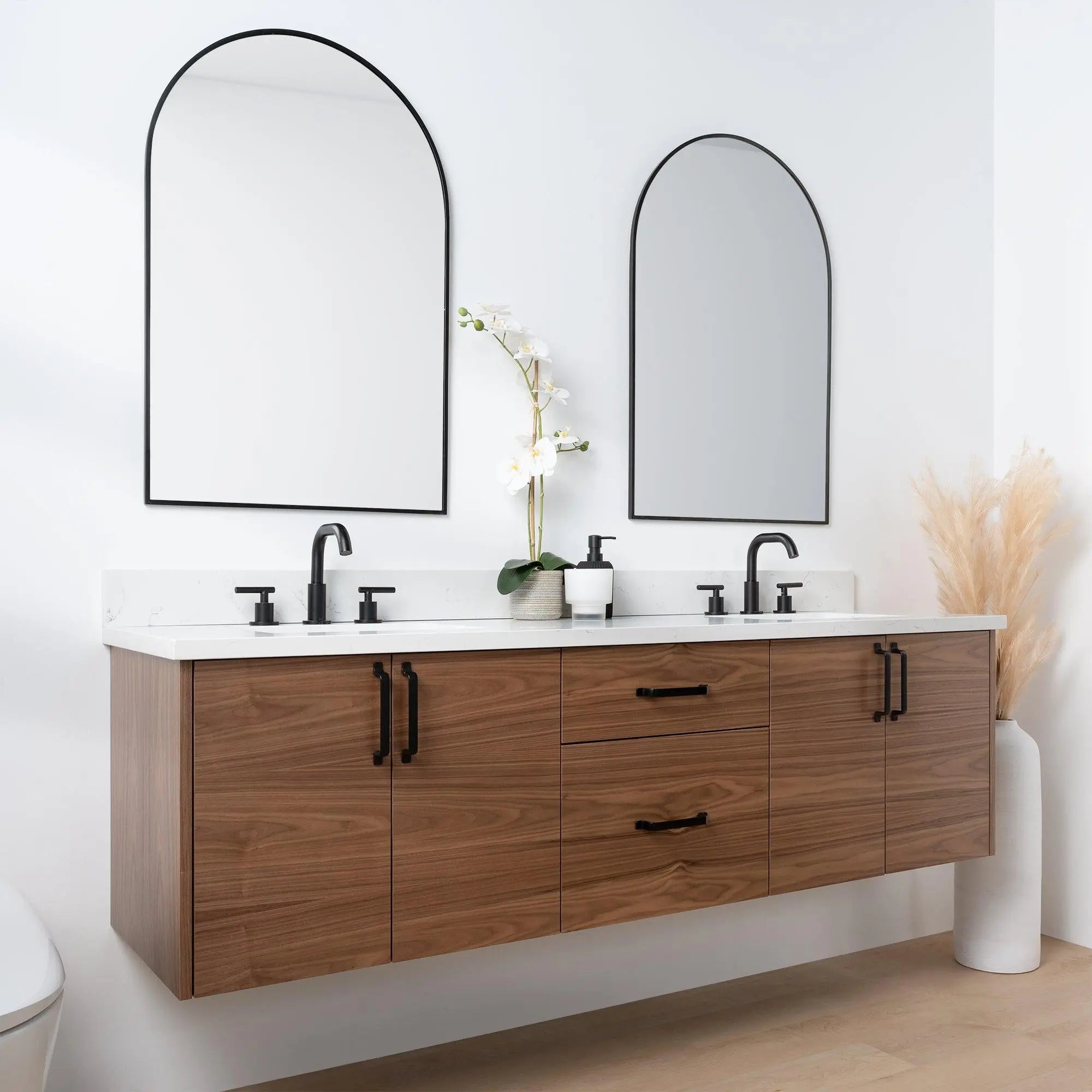 Austin SLIM 72" Wall Mount American Black Walnut Bathroom Vanity ...