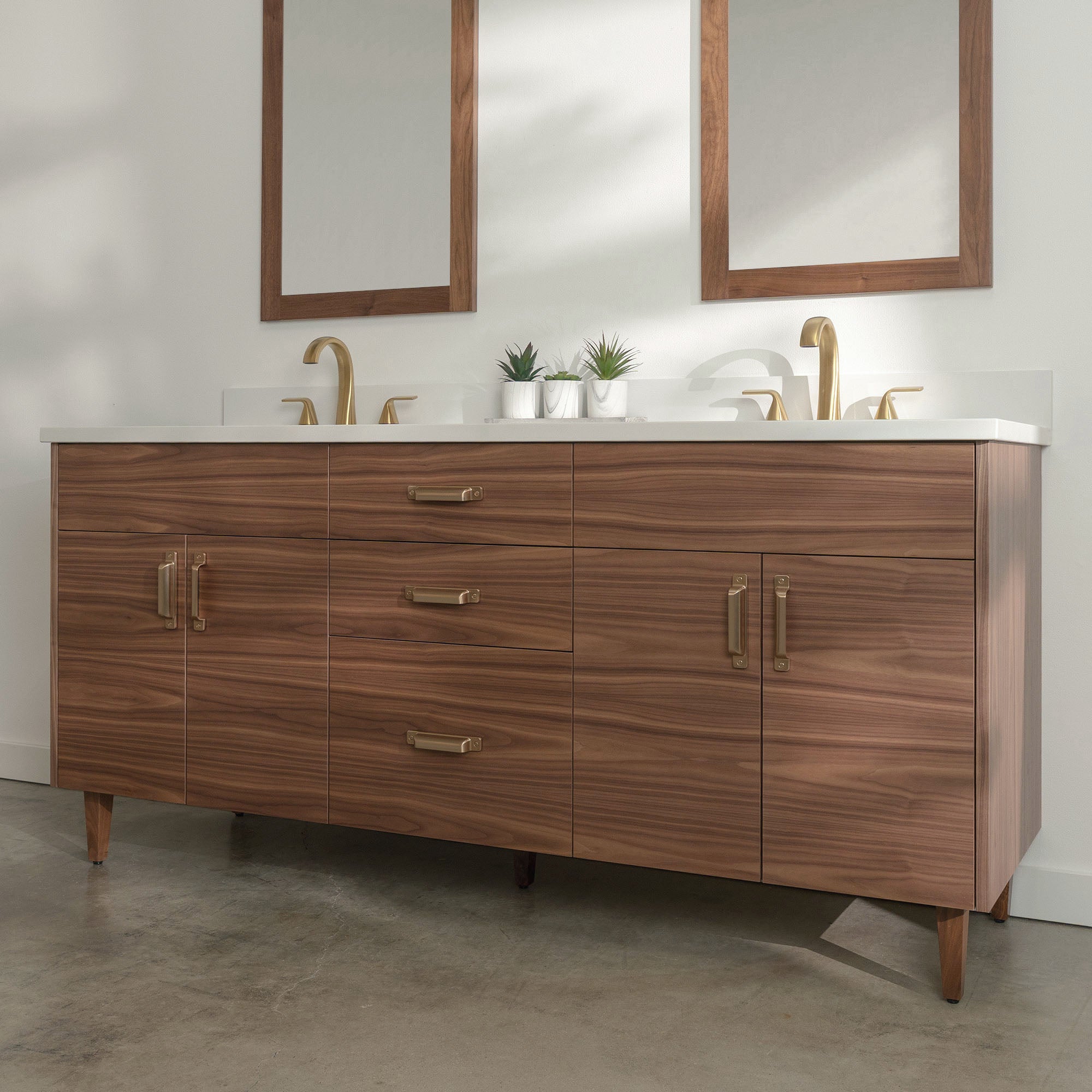 Austin Stainless 72" American Black Walnut Bathroom Vanity, Double Sink ...
