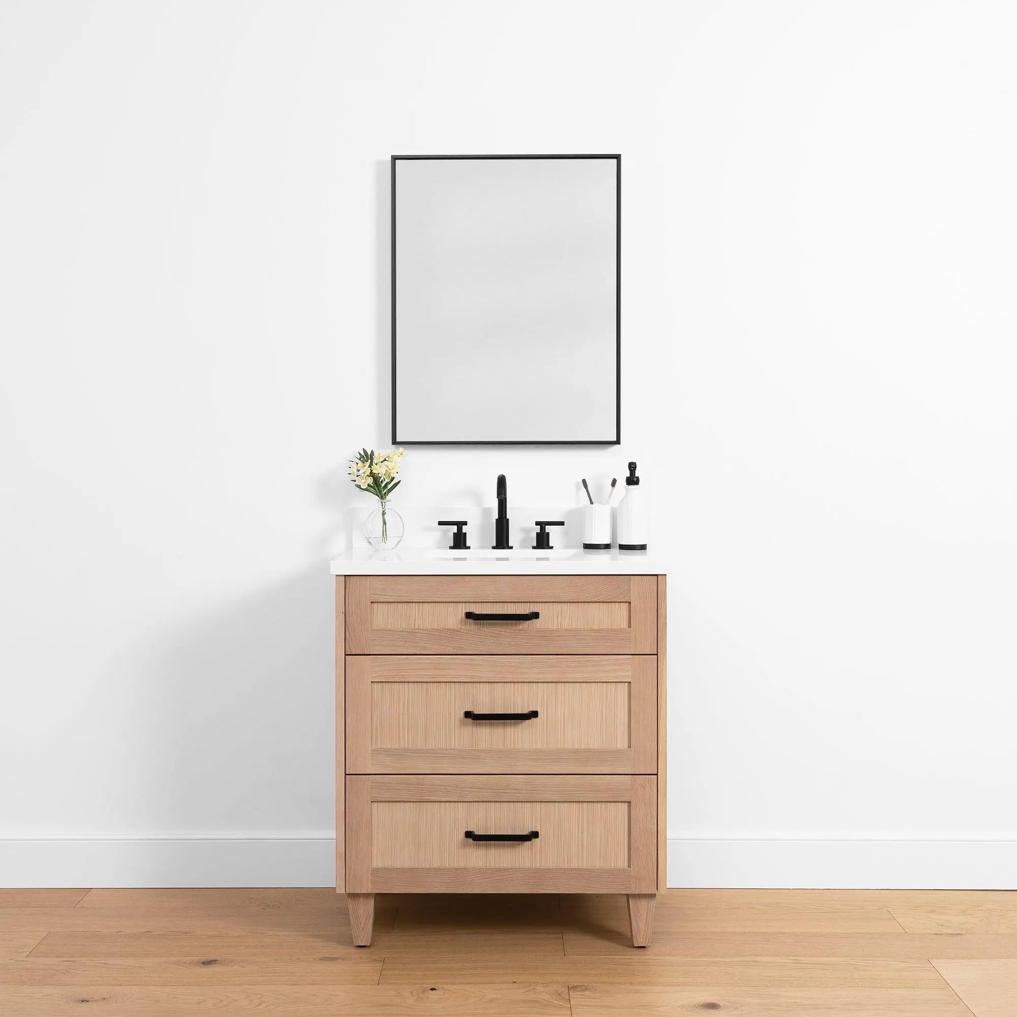 Bridgeport SLIM 30" White Oak Bathroom Vanity - Teodor Vanities ...