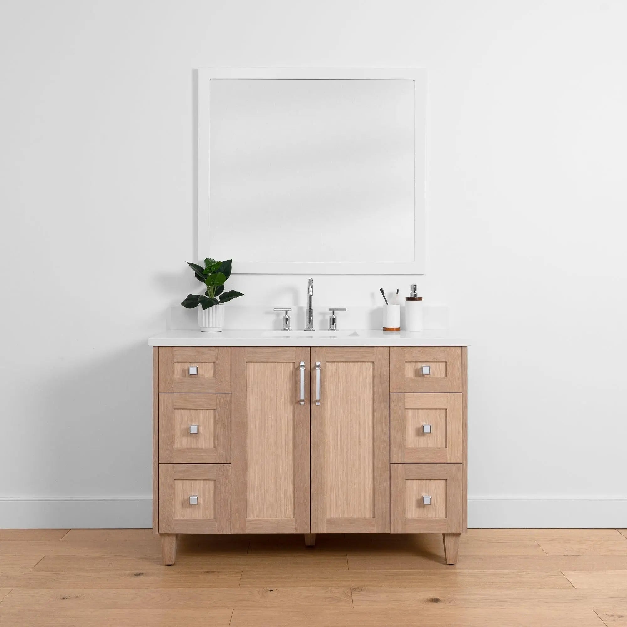 Bridgeport SLIM 48" White Oak Bathroom Vanity - Teodor Vanities