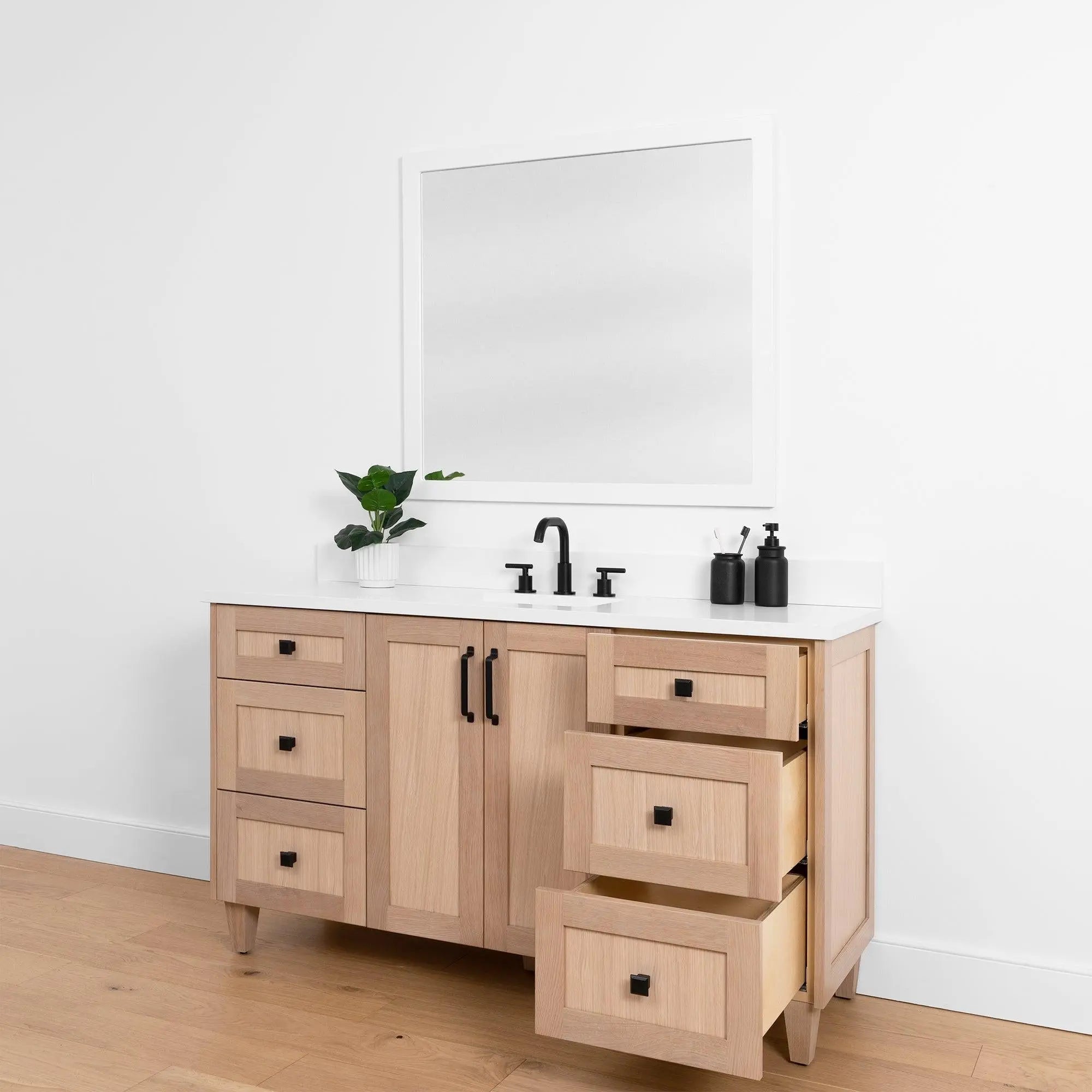 Bridgeport SLIM 60" White Oak Bathroom Vanity - Teodor Vanities ...