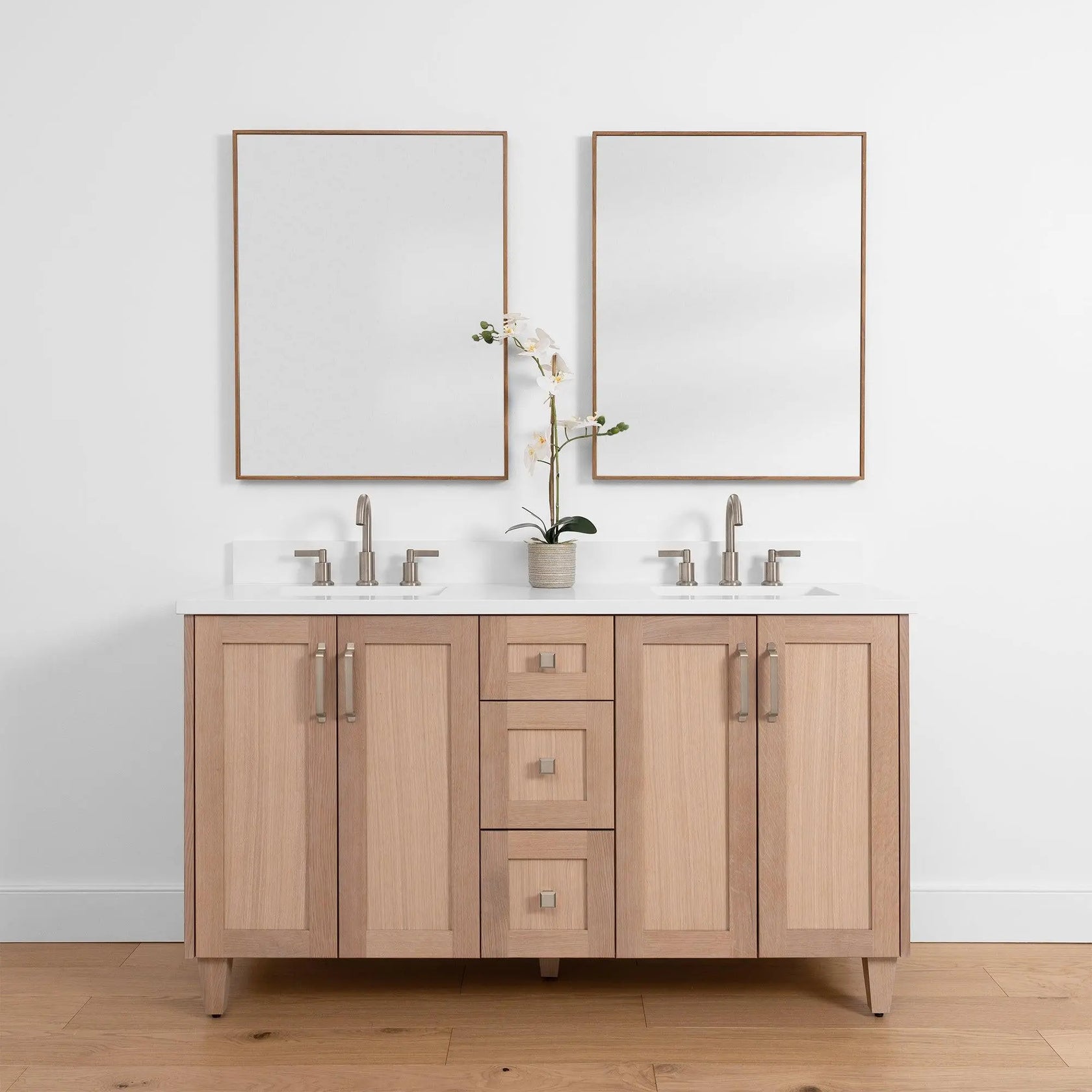 Bridgeport SLIM 60" White Oak Bathroom Vanity, Double Sink - Teodor ...