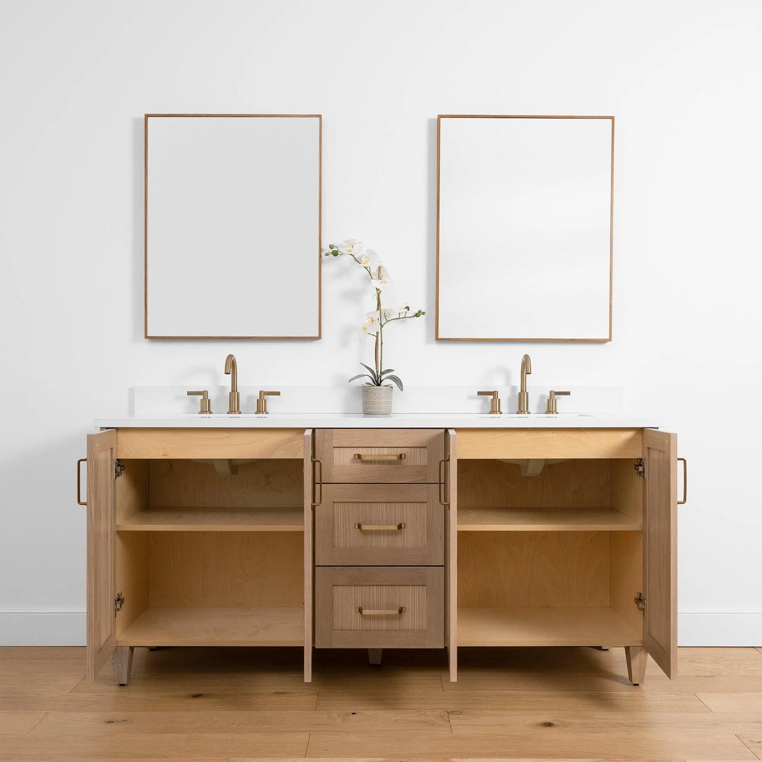 Bridgeport SLIM 72" White Oak Bathroom Vanity, Double Sink - Teodor ...