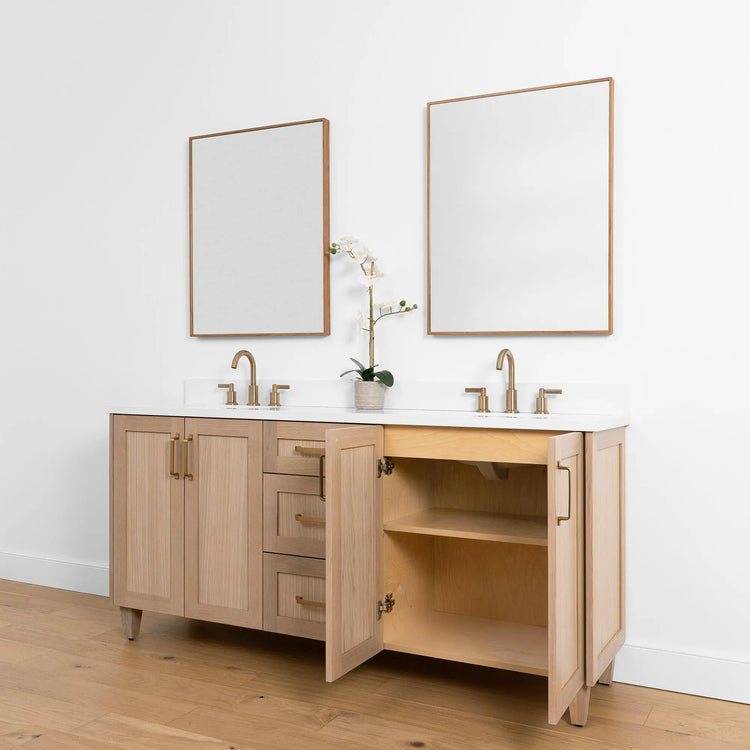 Bridgeport SLIM 72" White Oak Bathroom Vanity, Double Sink - Teodor ...