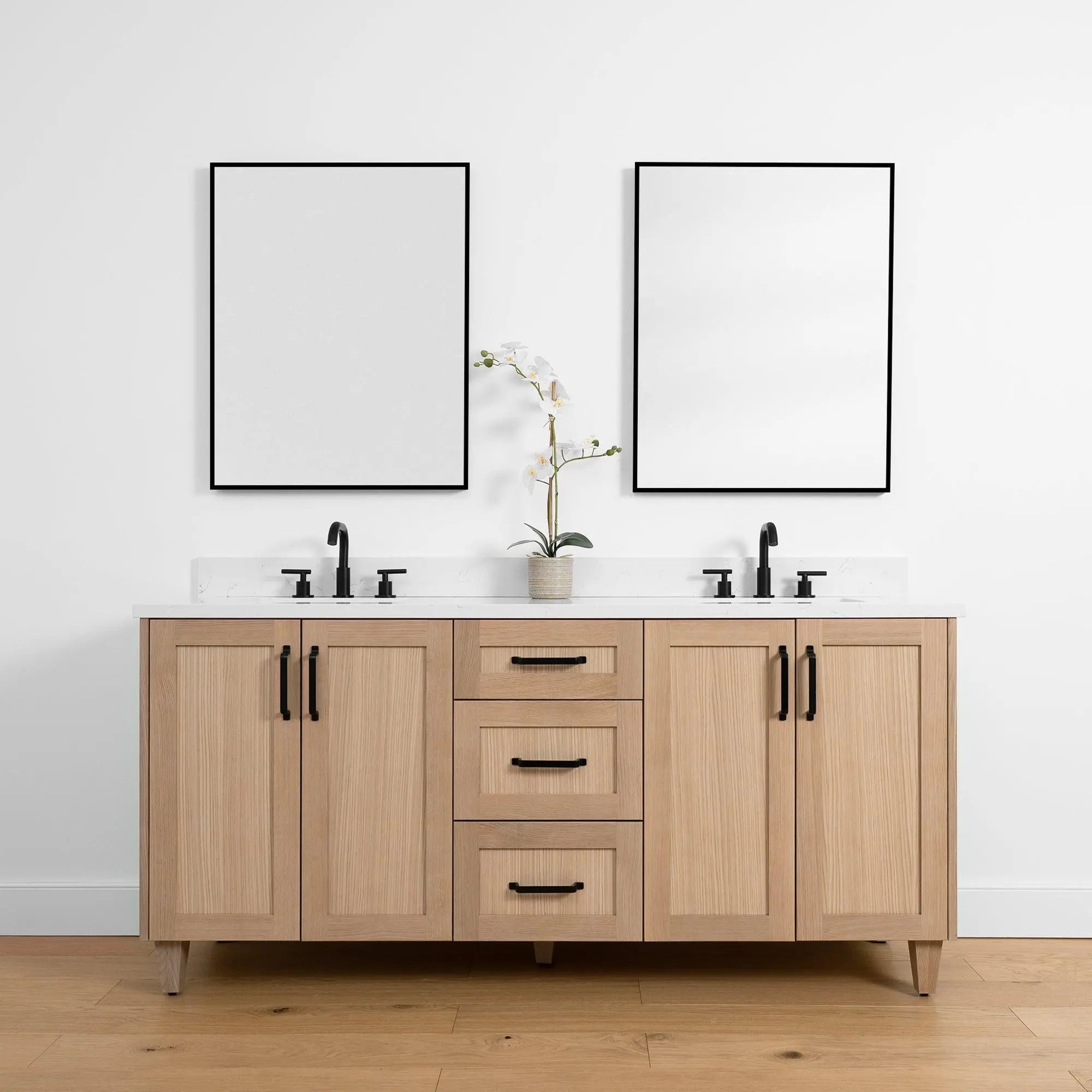 Bridgeport SLIM 72" White Oak Bathroom Vanity, Double Sink - Teodor ...