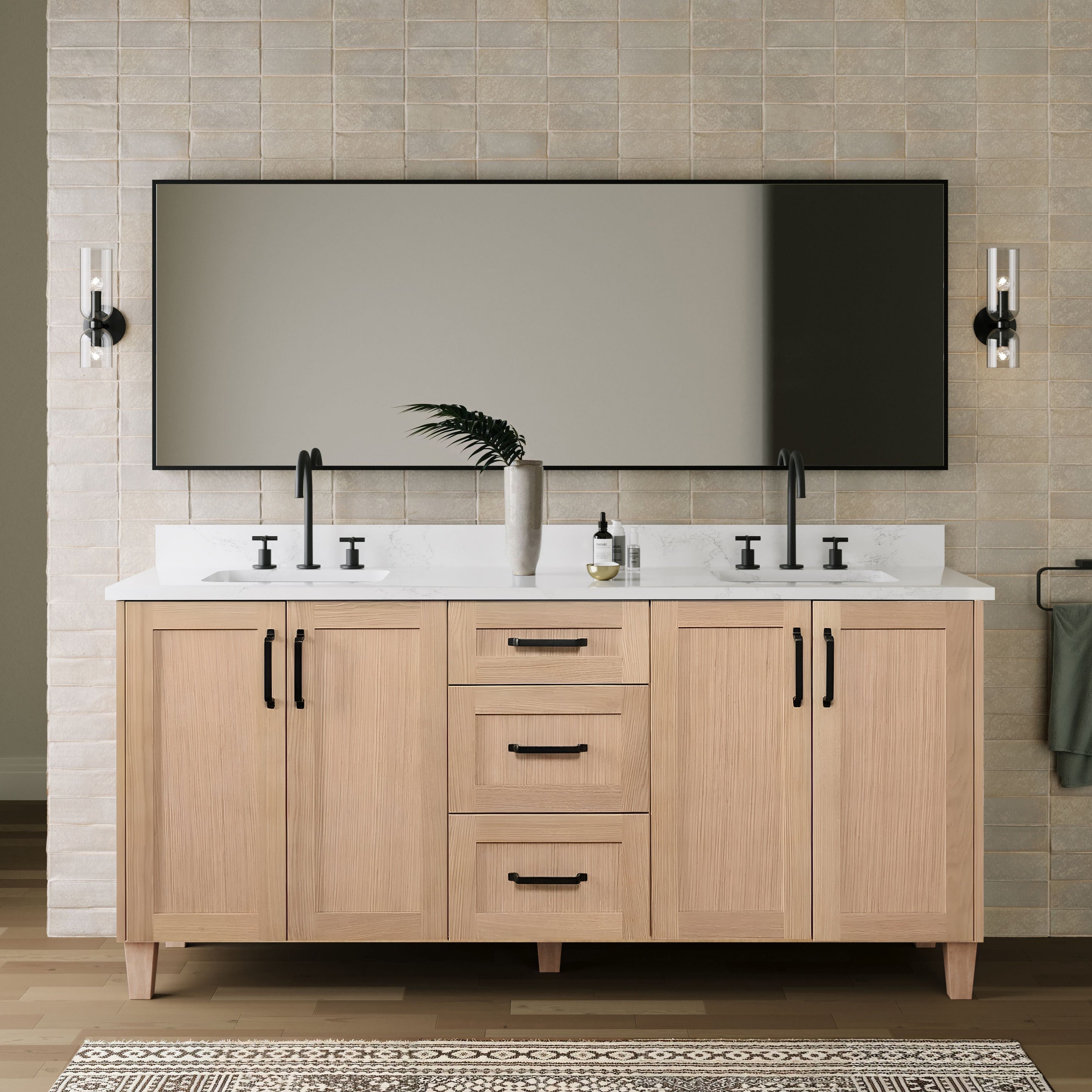 Bridgeport 72" White Oak Bathroom Vanity, Double Sink - Teodor – Teodor ...