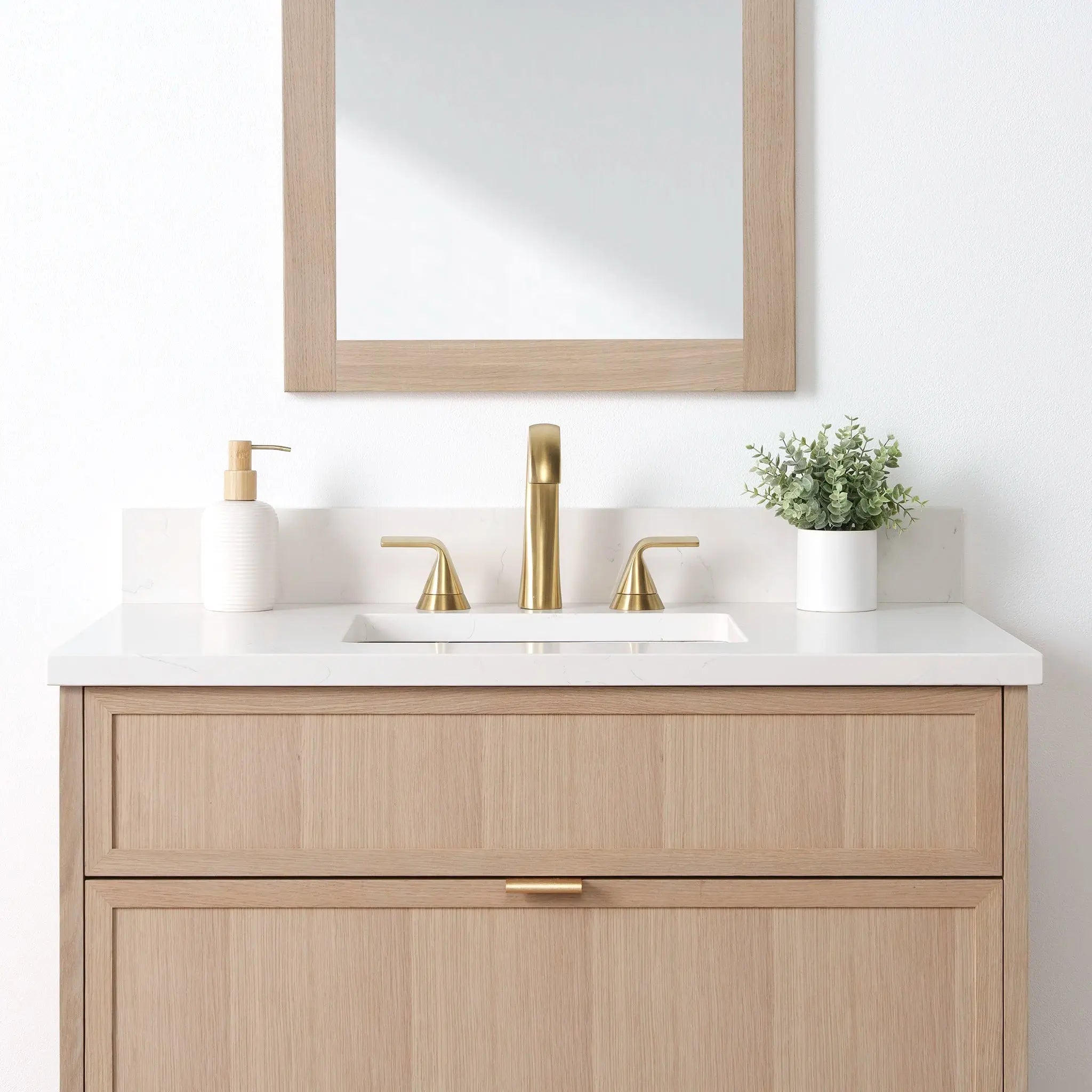 Cape Breton SLIM 36" White Oak Bathroom Vanity - All Drawers - Teodor ...