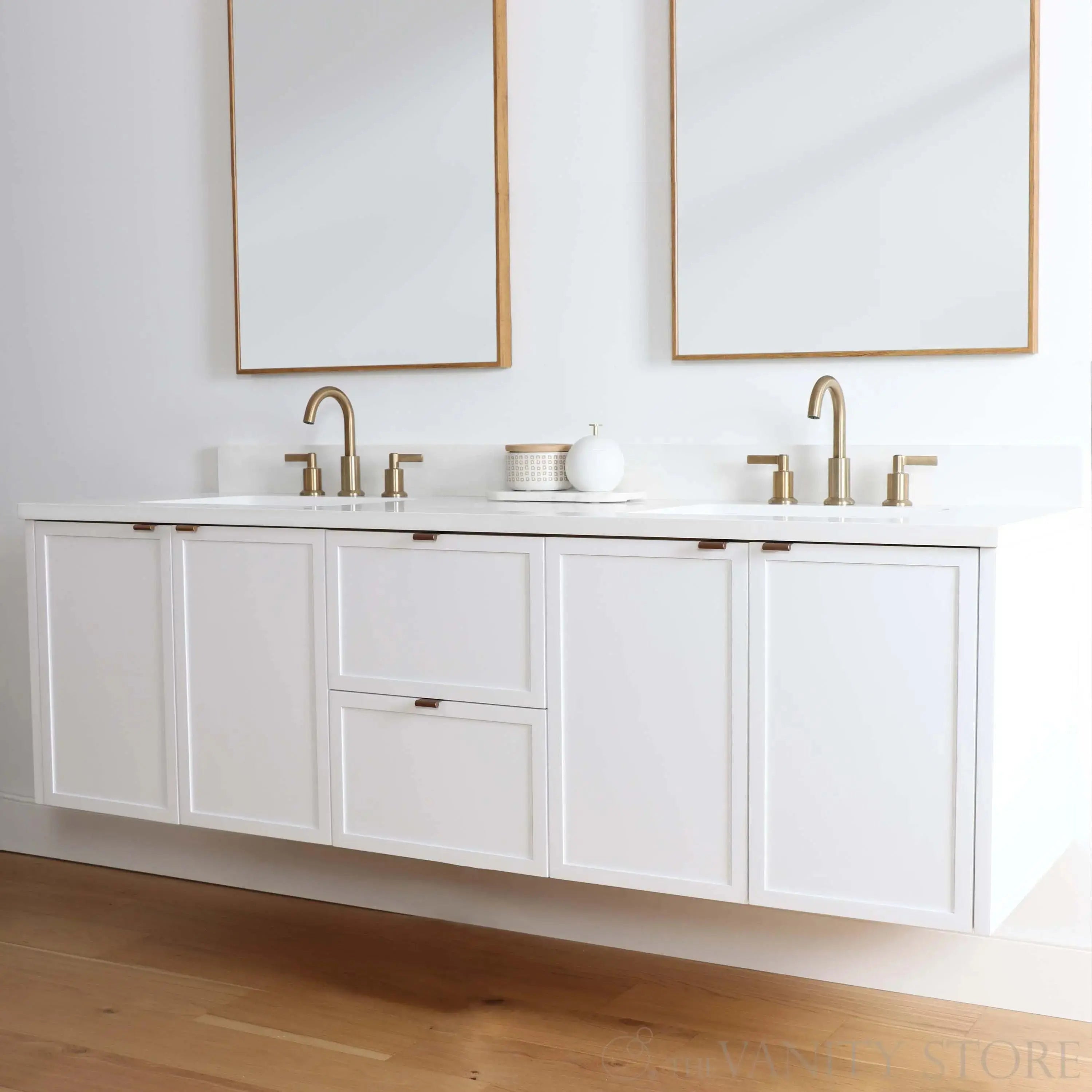 Cape Breton 72" Wall Mount Satin White Bathroom Vanity, Double Sink ...