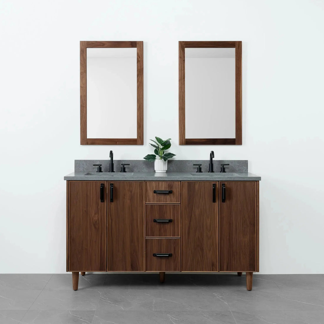 Malibu 60" American Black Walnut Bathroom Vanity, Double Sink - Teodor ...