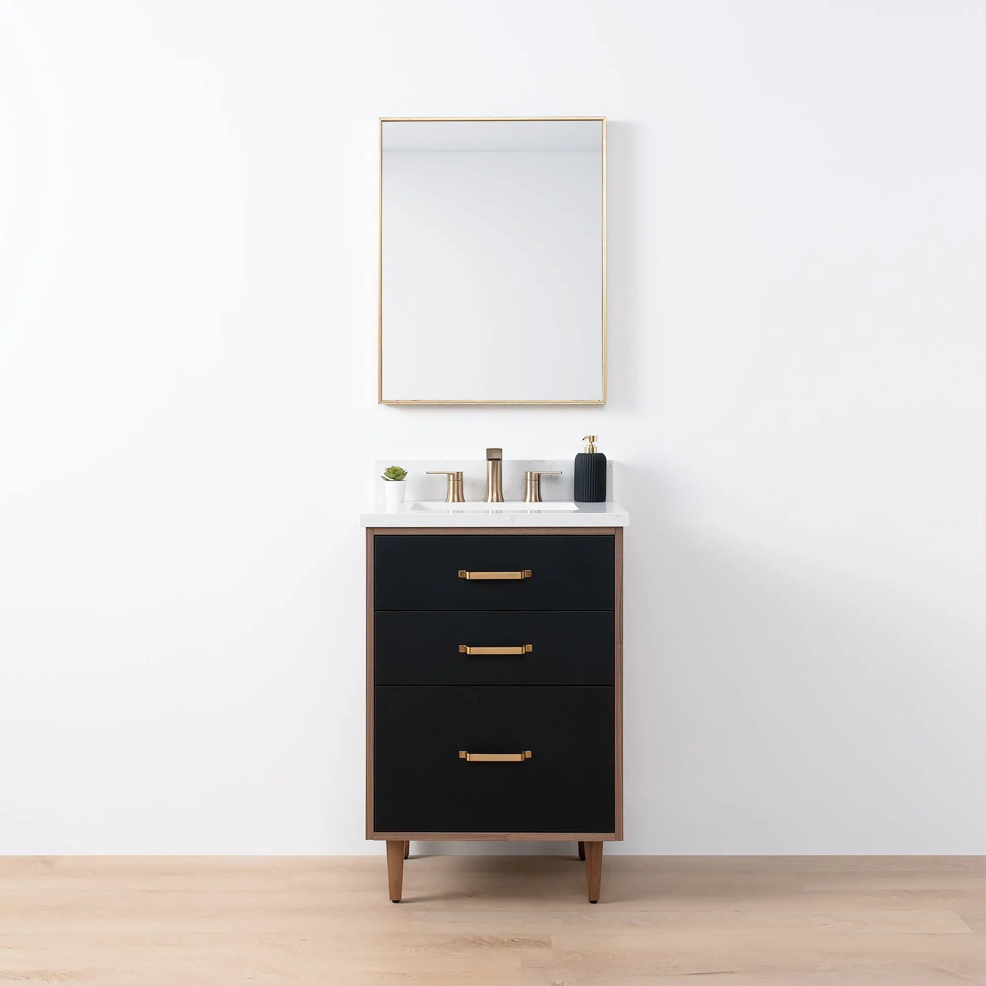 Sidney SLIM 24" Matte Black Bathroom Vanity - Teodor Vanities